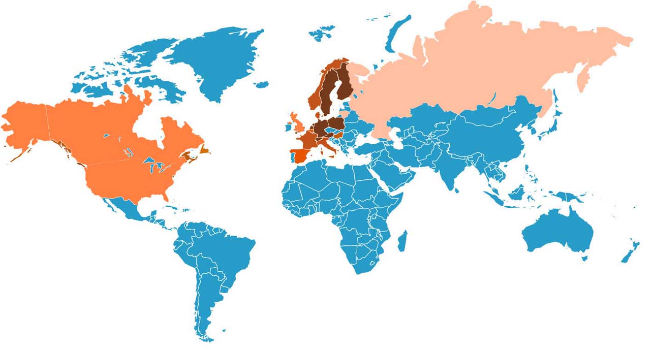 ETIM World Map 2017 - with 5 colour scale. smaller size - Etim : Etim